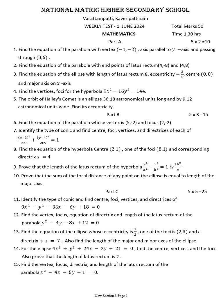 Xii A Maths Weekly Test - 1 | PDF