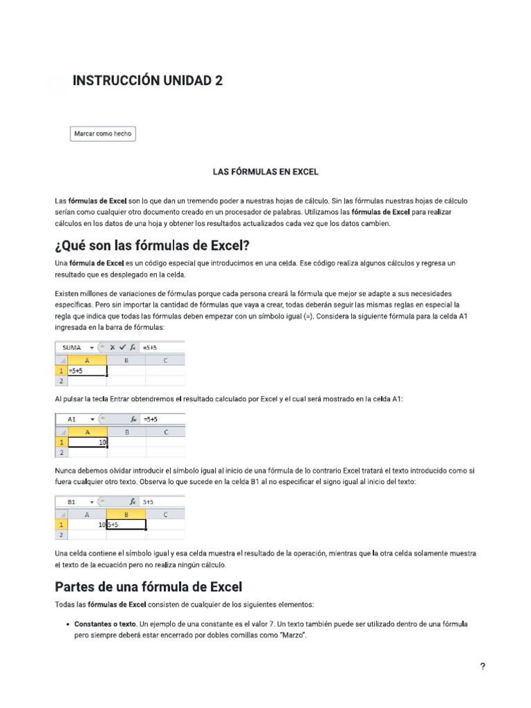 Las Fórmulas en Excel | PDF