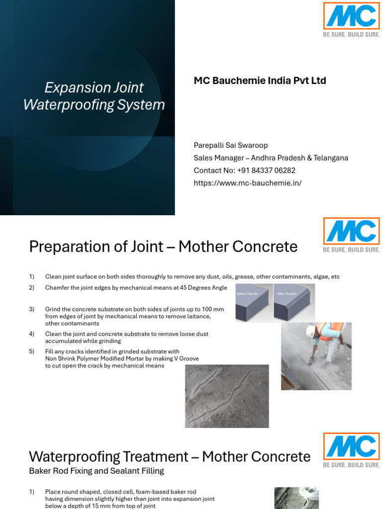 MC Bauchemie - Expansion Joint Waterproofing Methodology | PDF | Concrete | Adhesive