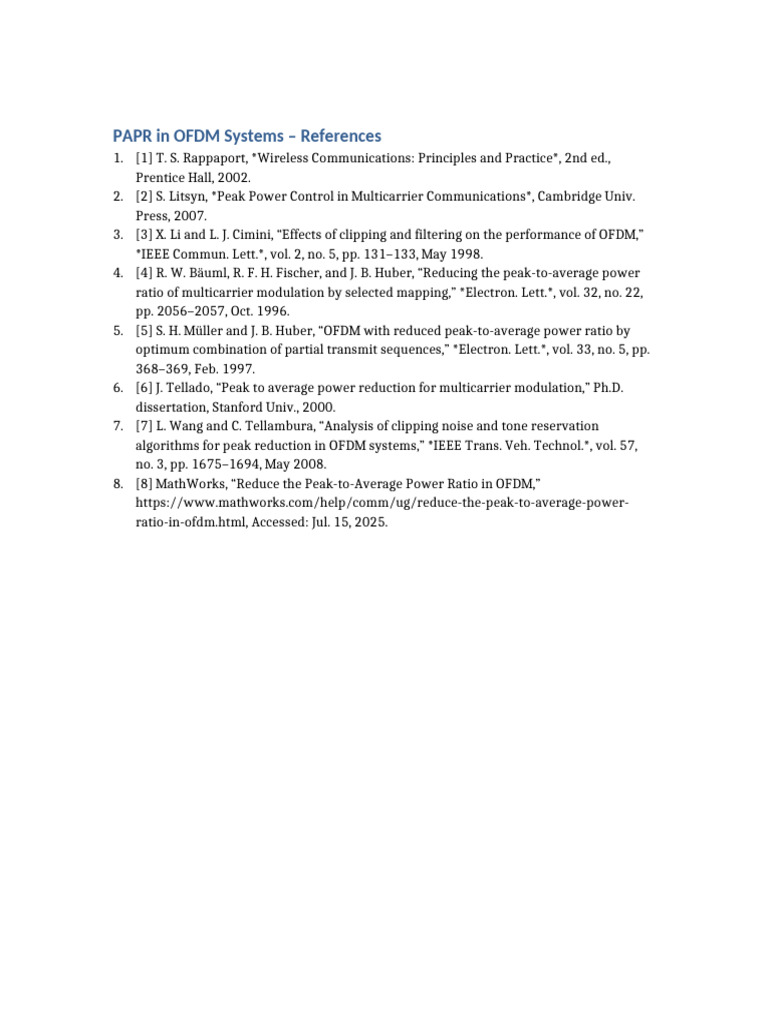 PAPR References | PDF