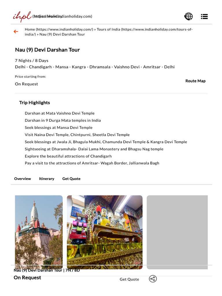 Nau (9) Devi Darshan - Nau Devi Temple - 8 Days Tour | PDF | Hindu ...