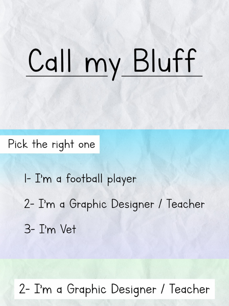 Call My Bluff - PERSONAL INFORMATION | PDF