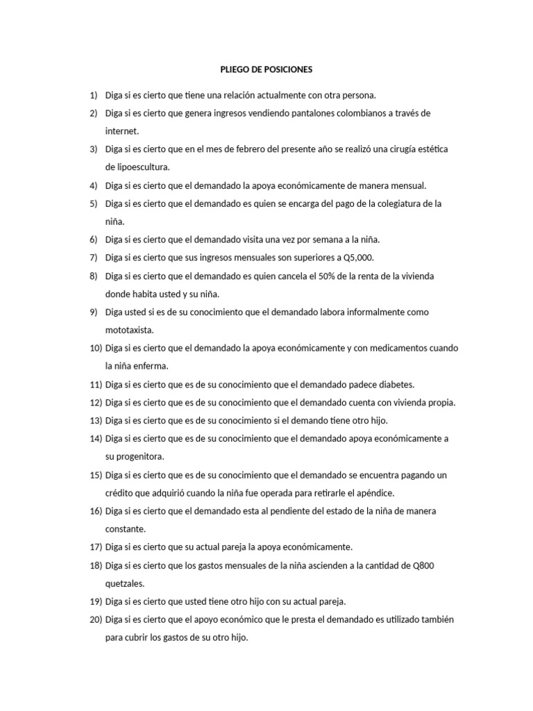Pliego de Posiciones | PDF