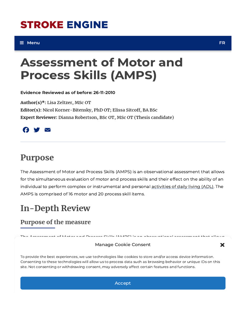 Strokengine CA en Assessments Assessment of Motor and Process Skills ...