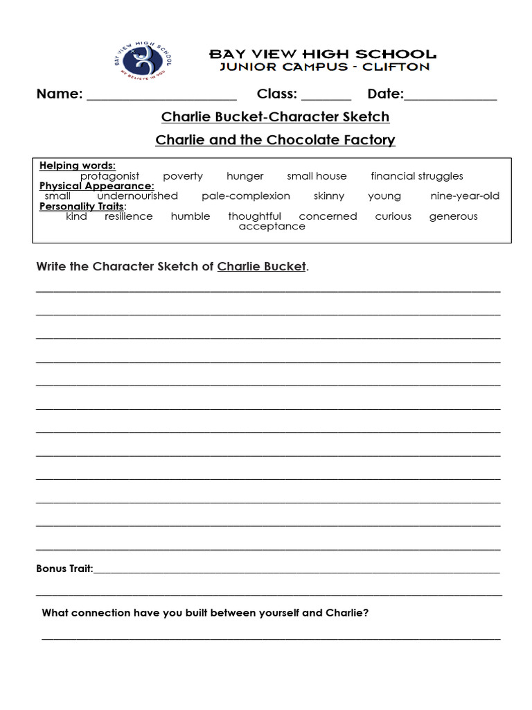 Charlie Bucket Character Sketch Guide | PDF