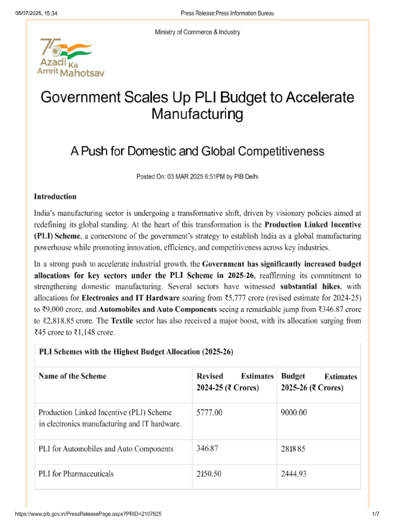 PLI Scheme Details | PDF