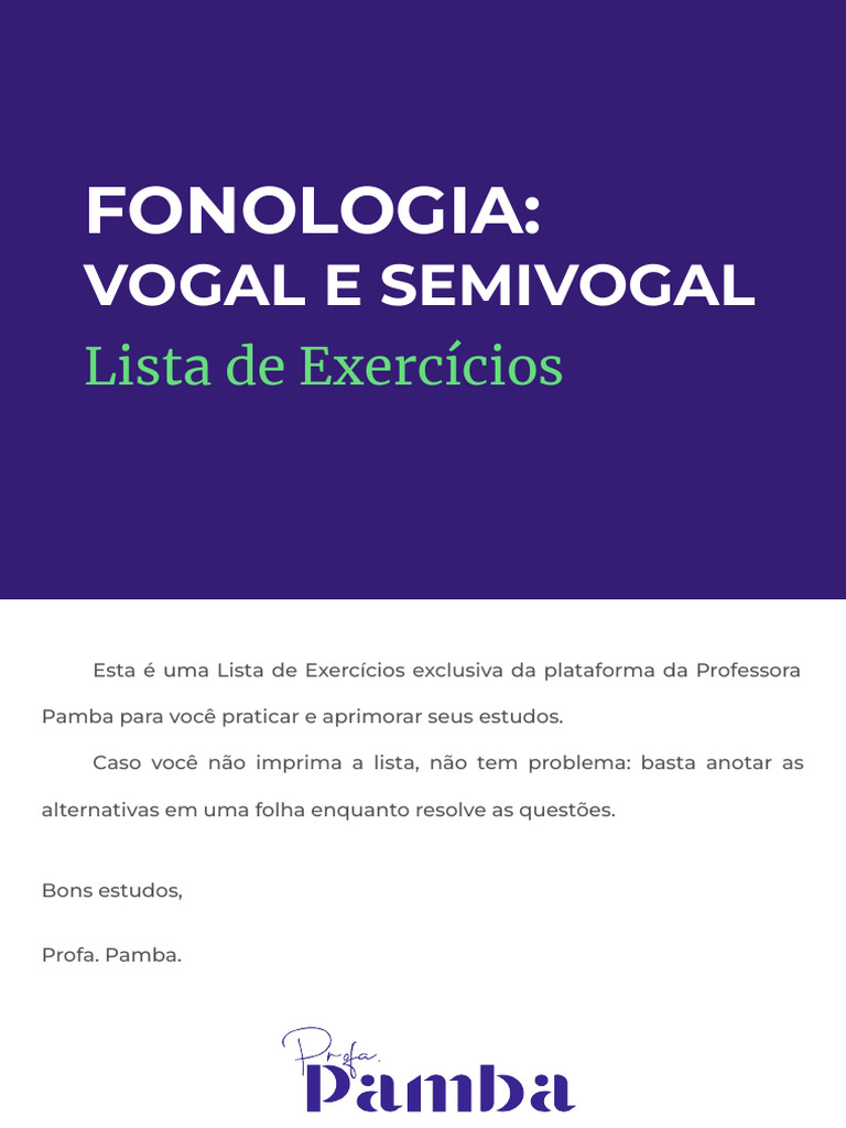 Exercícios sobre Vogais e Semivogais | PDF | Vogal | Fonema