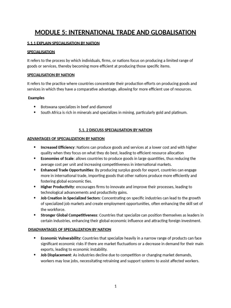 Module 5 International Trade and Globalisation | PDF | Balance Of ...