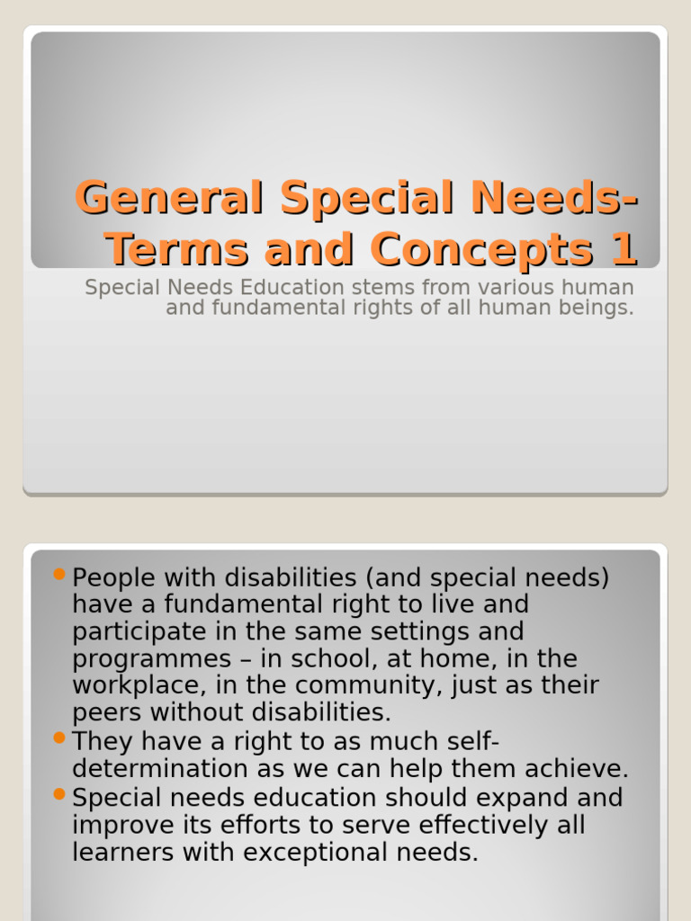 Special Needs Education Rights & Concepts | PDF | Disability ...