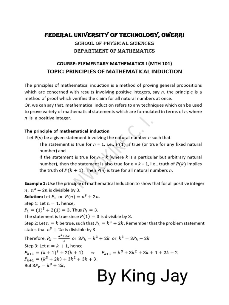 Principles of Mathematical Induction CCMAS by King Jayyyyy | PDF ...