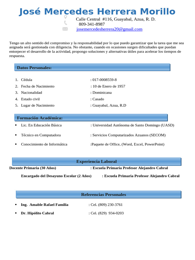CURRICULUM de Jose Mercedes | PDF