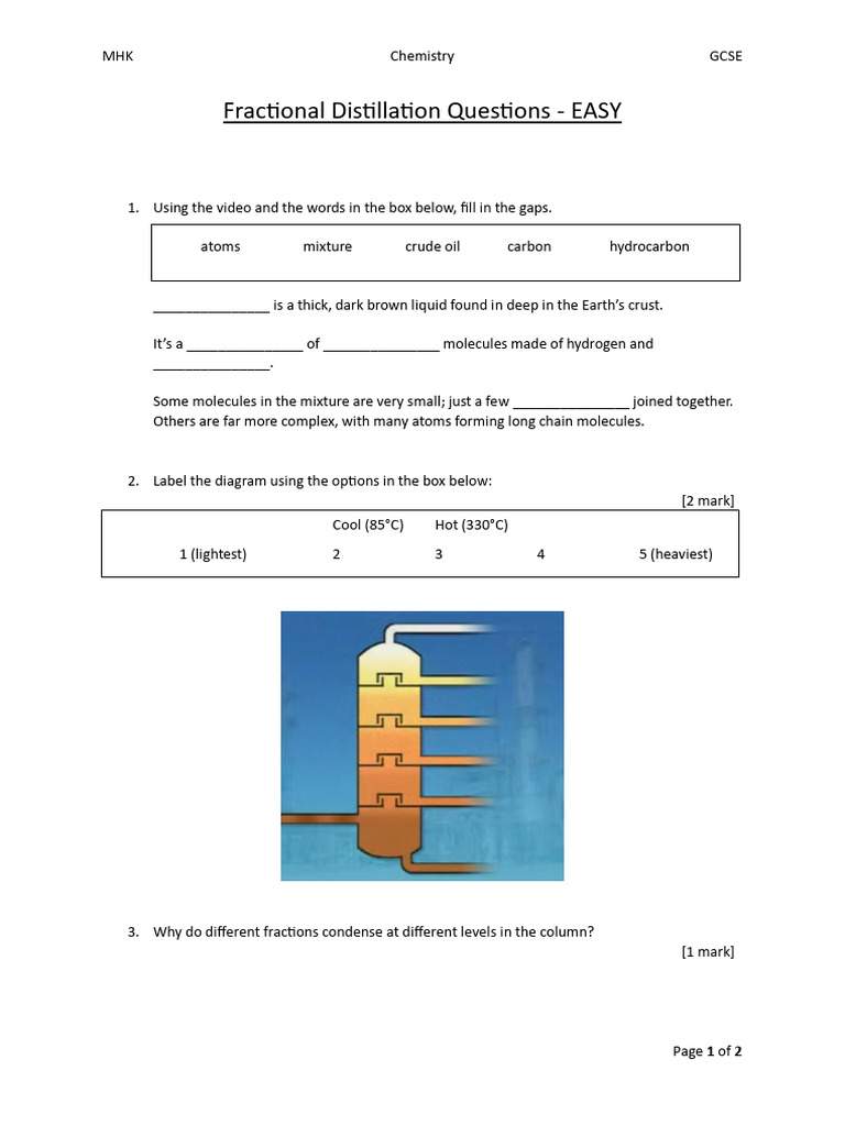 Fractional Distillation Questions | PDF