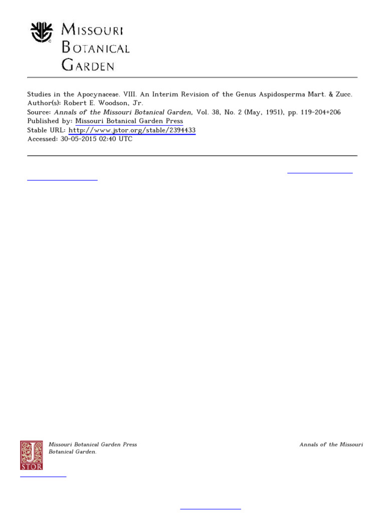 Clave Aspidosperma Neotropico Woodson 1951 | PDF | Leaf | Branches Of ...