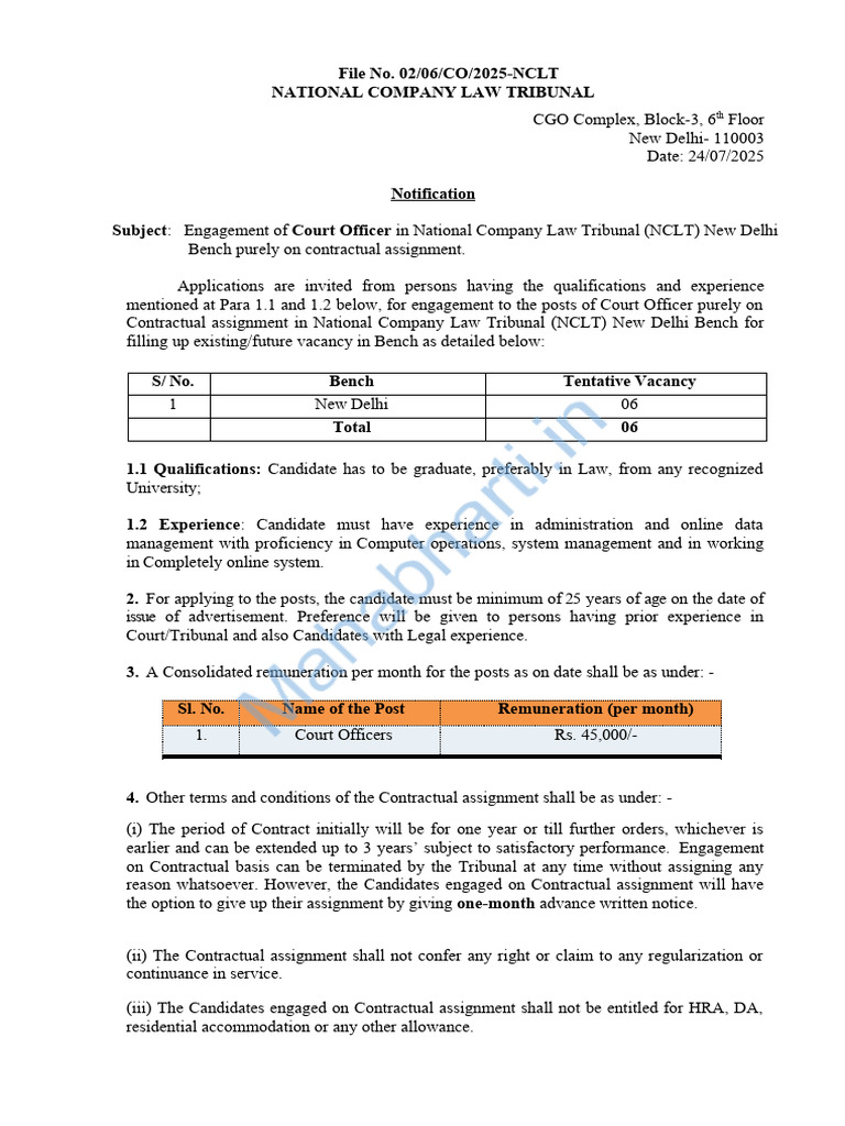 NCLT Mumbai Bharti 2025 | PDF