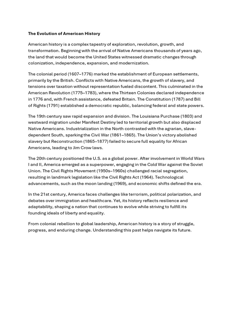 The Evolution of American History | PDF