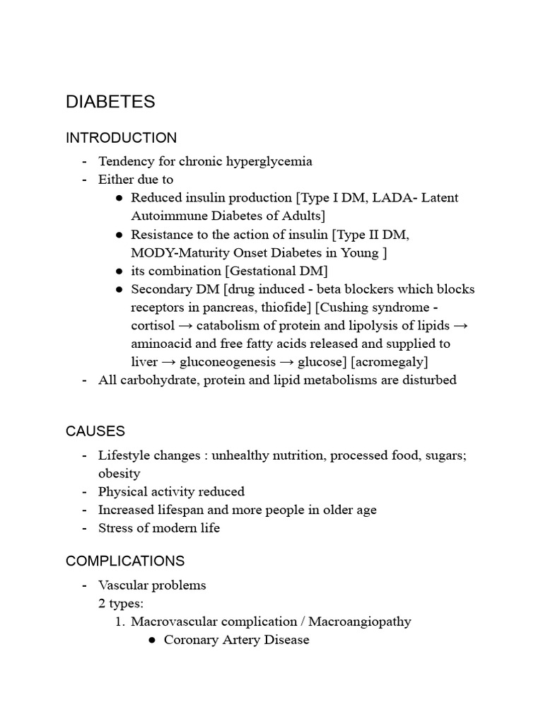 Diabetes - Najeeb Lecture Notes | PDF | Diabetes | Peripheral Neuropathy