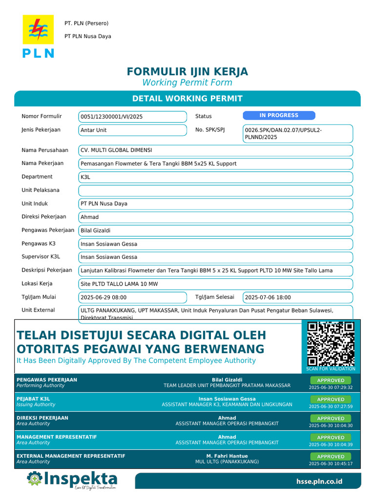 Permohonan WP Kalibrasi Flowmeter Dan Tangki CV - MGD | PDF