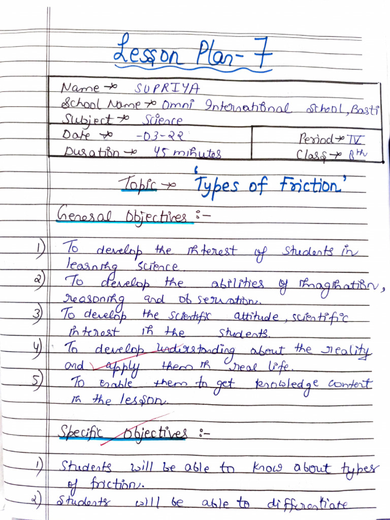 Lesson Plan - 7 Types of Friction | PDF