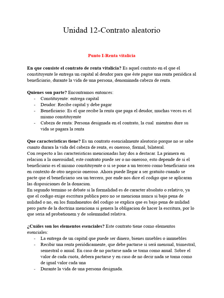Unidad 12-Contrato Aleatorio | PDF