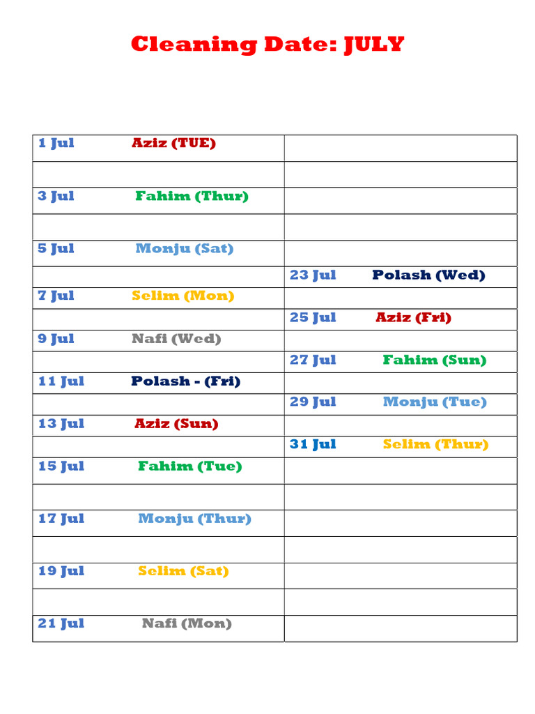 Cleaning July | PDF