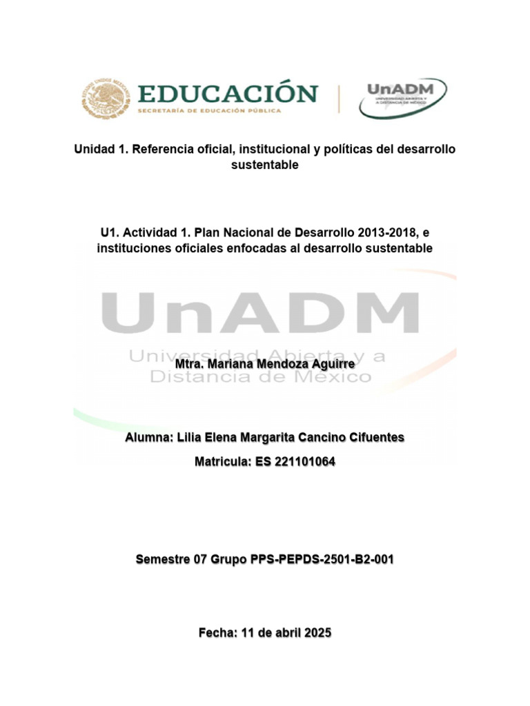 Pepds U1 A1 Lecc | PDF | Sustentabilidad | Desarrollo sostenible