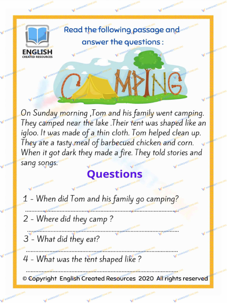 Reading Comprehension Camping | PDF