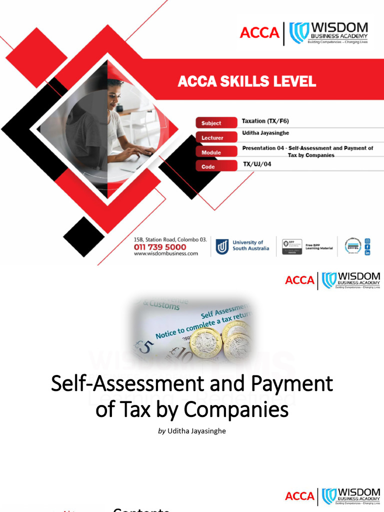 ACCA TX Presentation (4) - Self-Assessment and Payment of Tax by ...