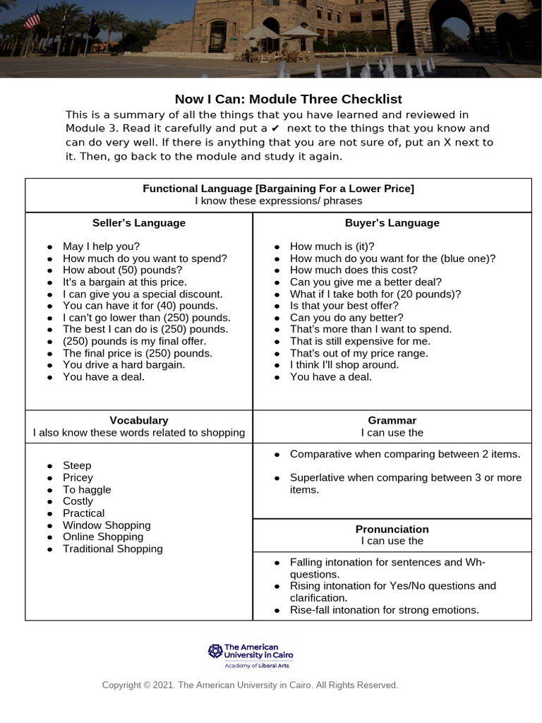 C.21. Now I Can - Module Three Checklist | PDF | Human Communication ...