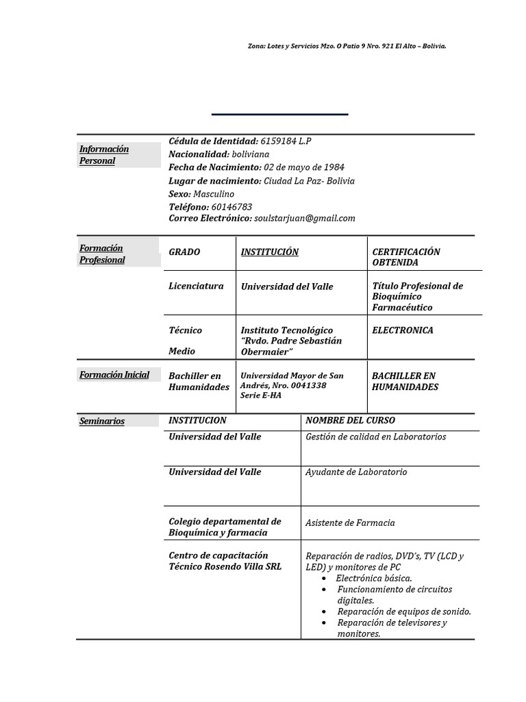 Perfil Profesional de Juan Mariscal Aro | PDF | Electrónica | Informática