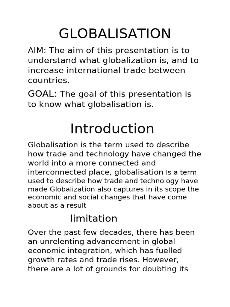 Goals of Globalization Explained | PDF