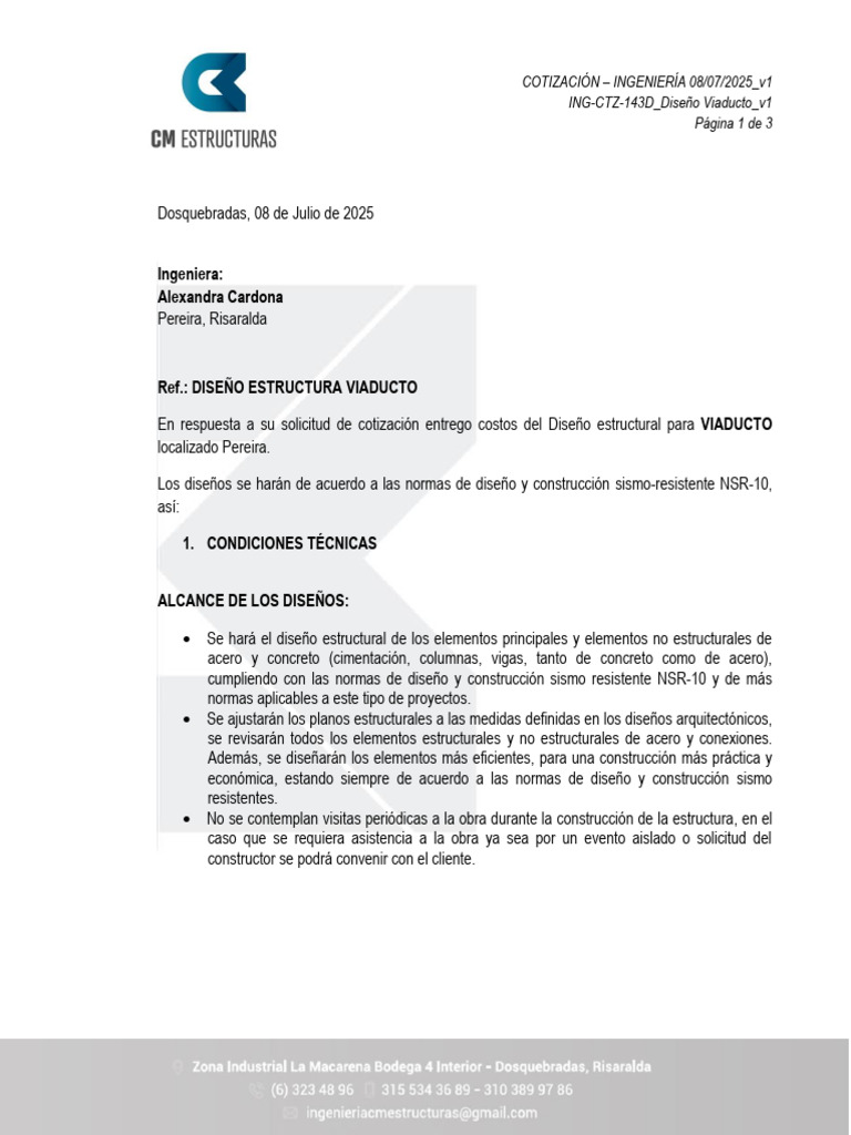 ING-CTZ-143D Diseño Viaducto v1 | PDF | Diseño | Hormigón