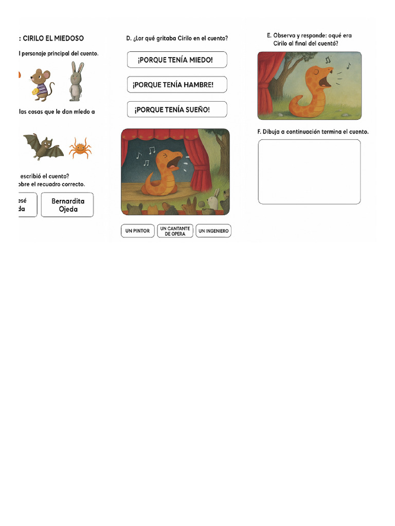 Prueba Visual Cirilo El Miedoso Kinder | PDF