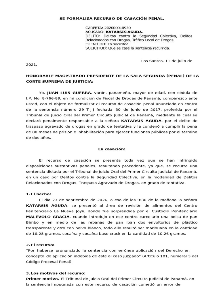 Modelo Casaci-N Curso CRUA | PDF | Violación | Derecho penal