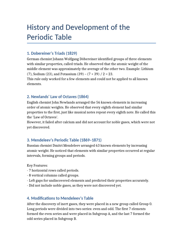 History of The Periodic Table | PDF