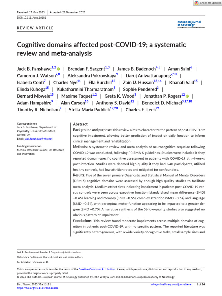 2025 Reviewanalysis Cognitive Dysfunction | PDF | Biomarker | Executive Functions