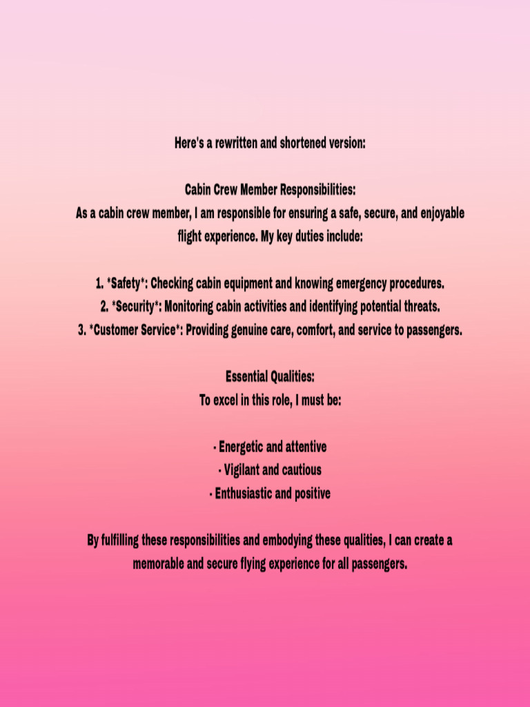 Cabin Crew Members | PDF