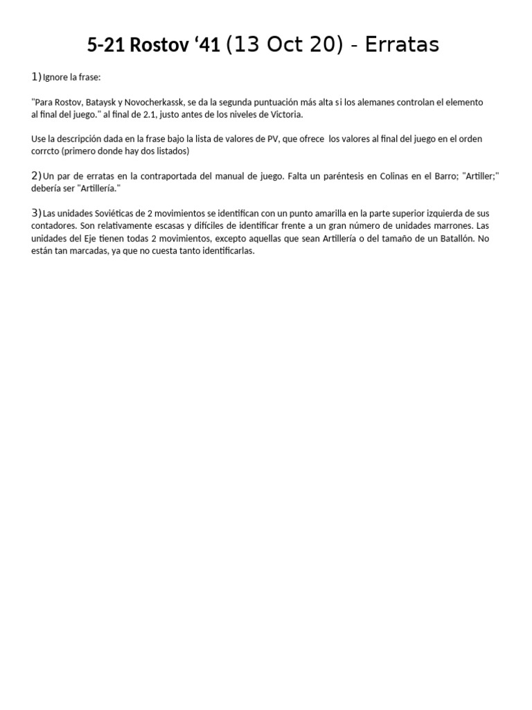 Rostov Errata | PDF