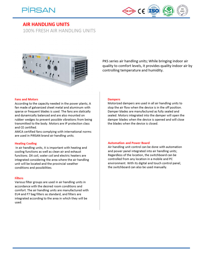 Fresh Air Handling Units Overview | PDF
