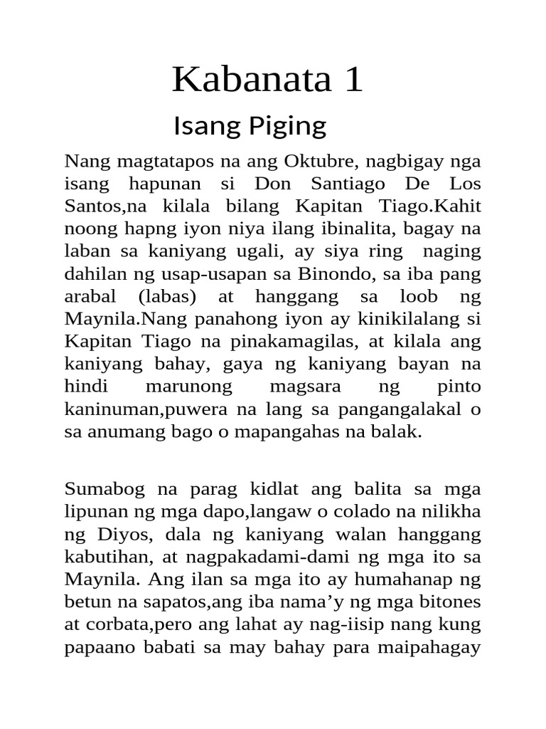 Buod Sa Noli Me Tangere FILIPINO 7 | PDF