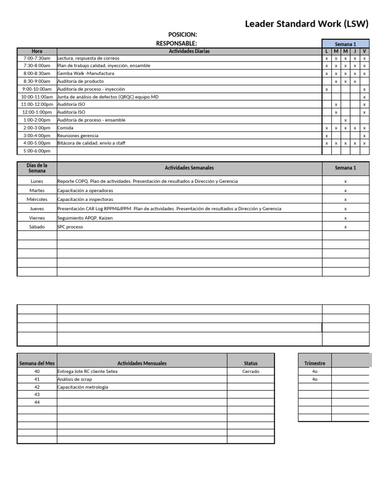 Ejemplo de Leader Standard Work | PDF