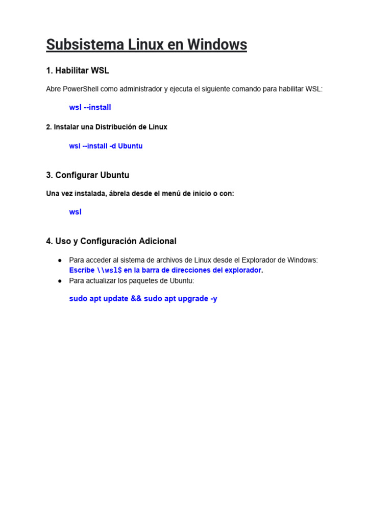 Subsistema Linux en Windows | PDF