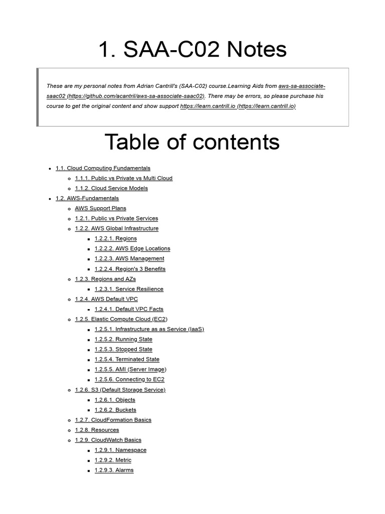 AWS SAA-C02 Exam Study Notes | PDF | Domain Name System | Software As A ...