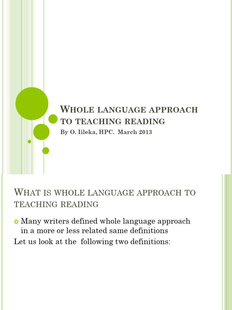 ELO 3 Whole Language Approach To Teaching Reading | PDF | Phonics ...