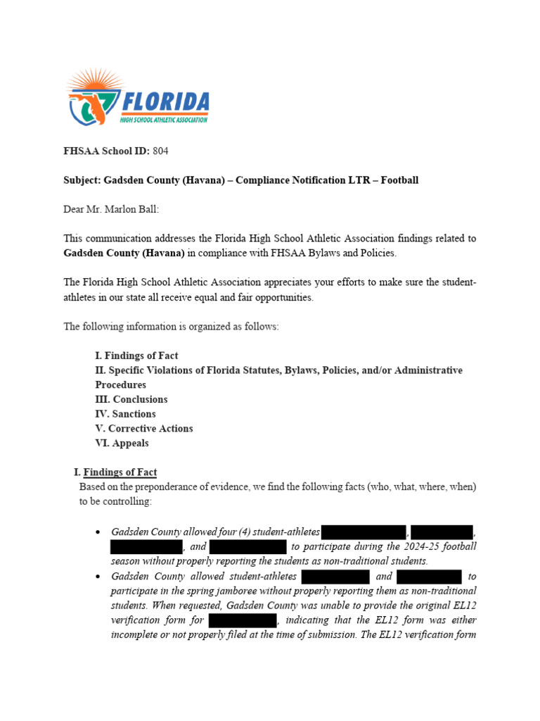 Gadsden County Football Banned From Playoffs, Fined $21K by FHSAA For Violations Coach Denies ...