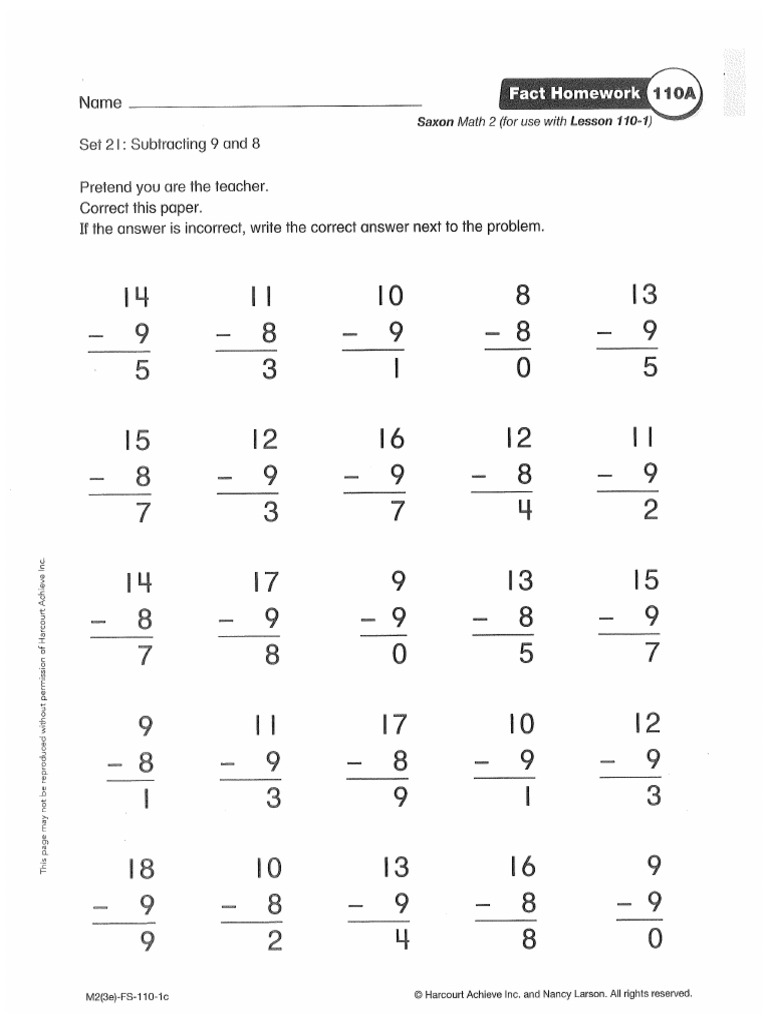 Subtraction Practice Worksheet | PDF