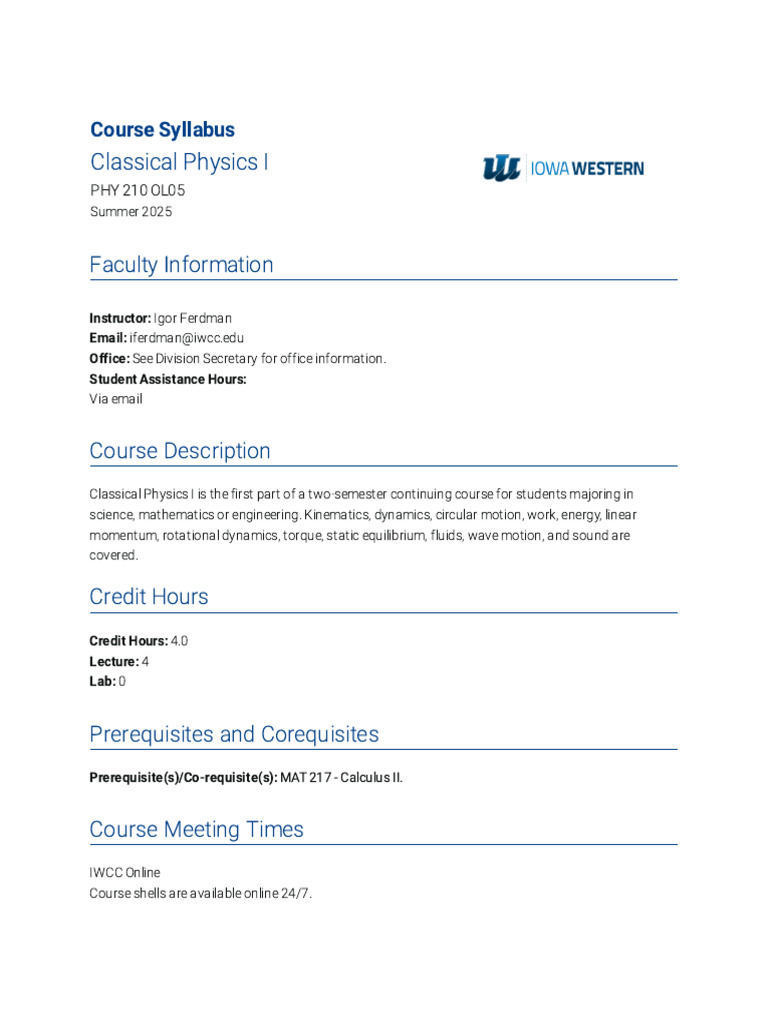 Summer 2025 PHY 210 OL05 Classical Physics I | PDF | Libraries | Discrimination