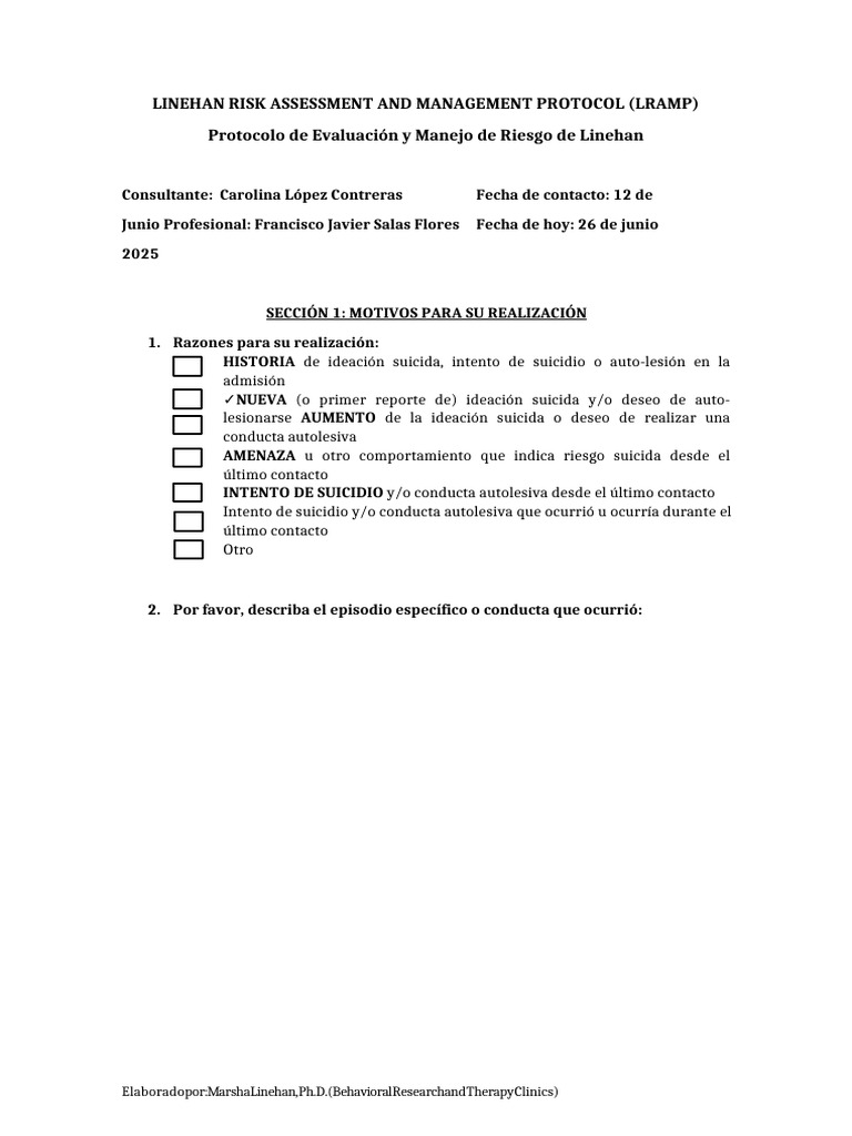Protocolo LRAMP | PDF | Suicidio | Autolesiones