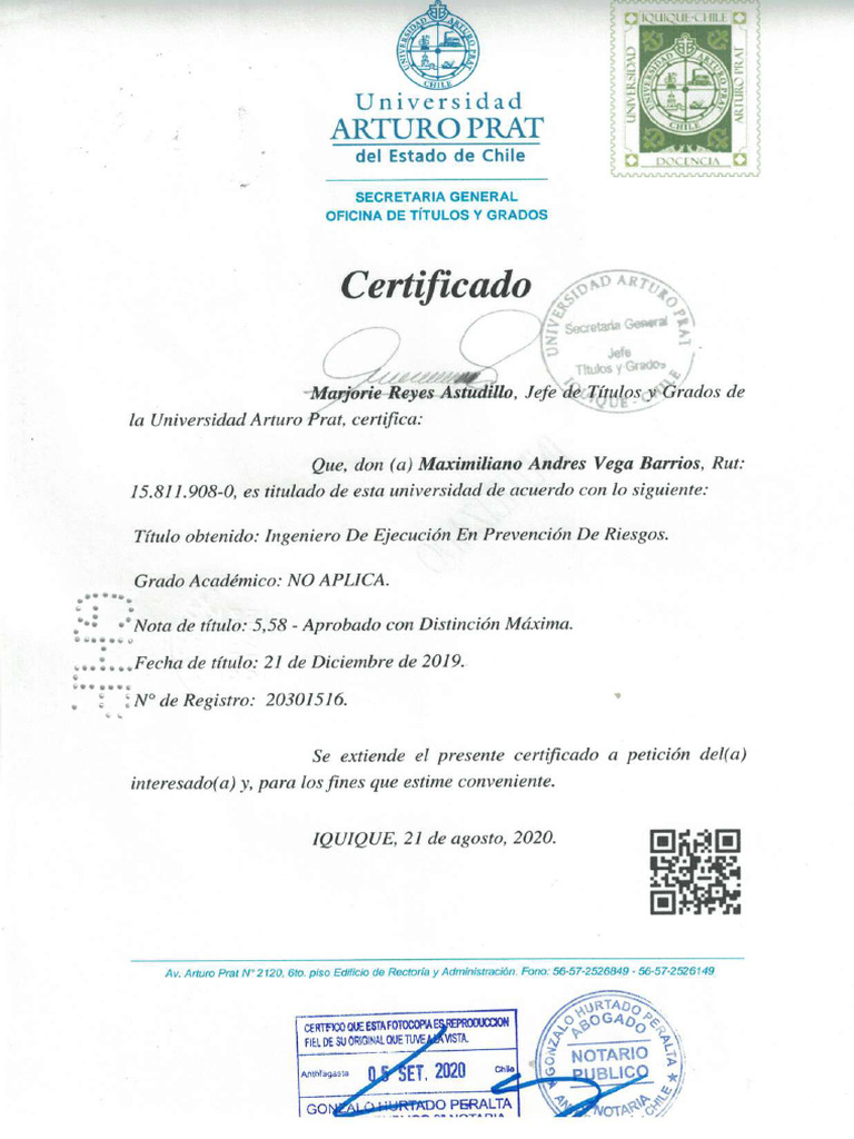Certificado de Titulo Legalizado | PDF