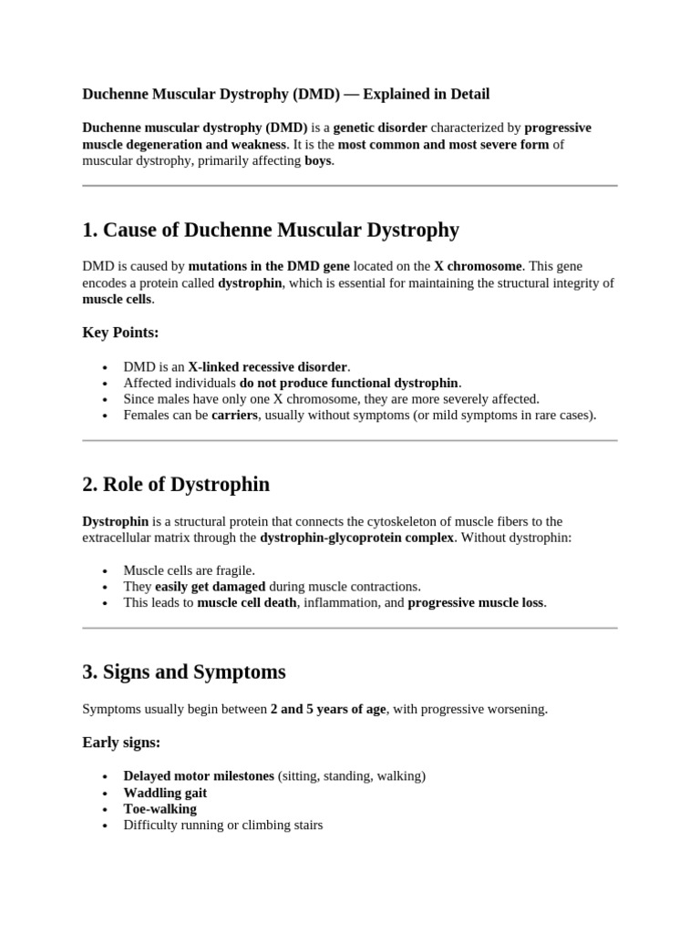 Duchenne Muscular Dystrophy Overview | PDF | Muscular Dystrophy ...