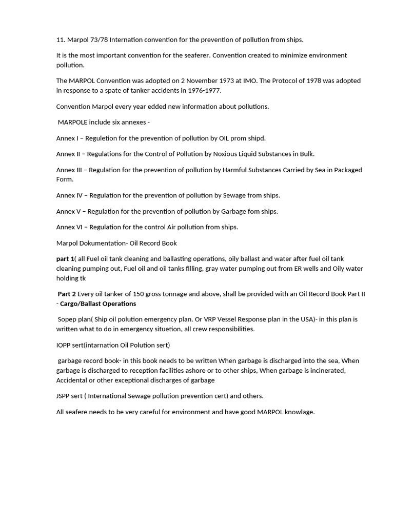 11,12,13,14 Marpol Anex 1. 4 | PDF | Human Impact On The Environment | Environmental Issues